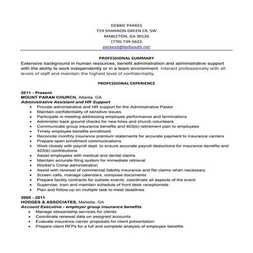 DEBBIE PARKES RESUME | PDF