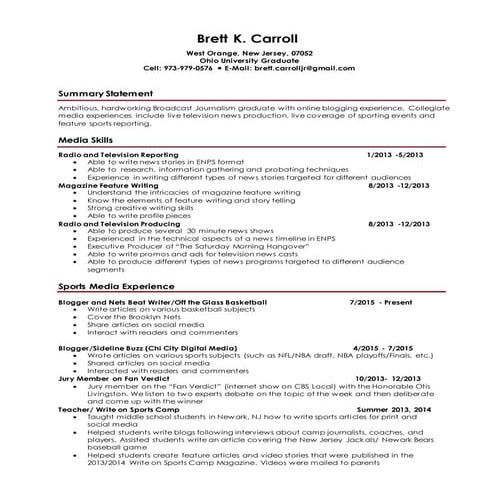 Brett Carroll Jr Resume | DOCX