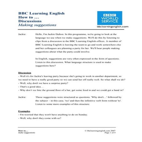 Making Suggestions | ODP