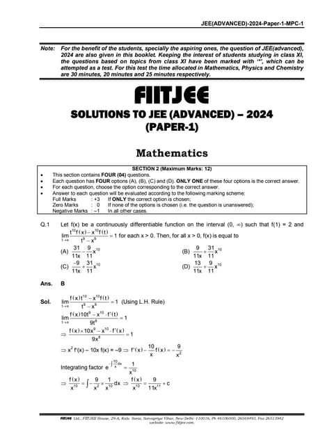 JEE1_This section contains FOUR (04) questions | PDF