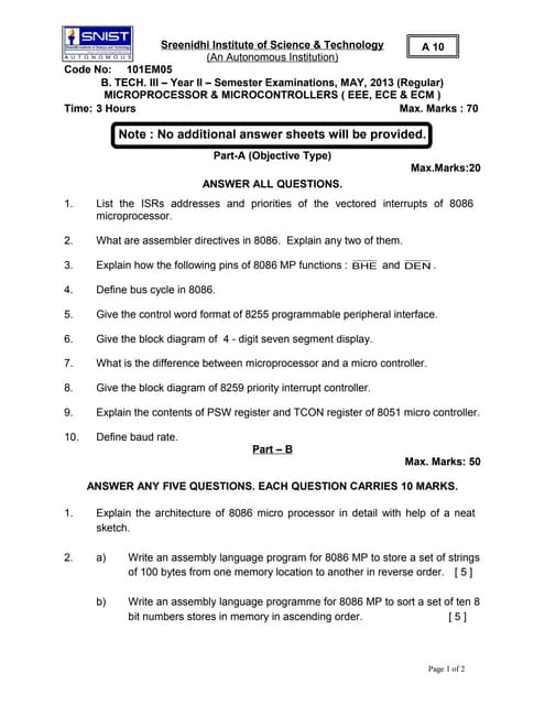 Question Bank microcontroller 8051 | PDF | Computing | Technology ...