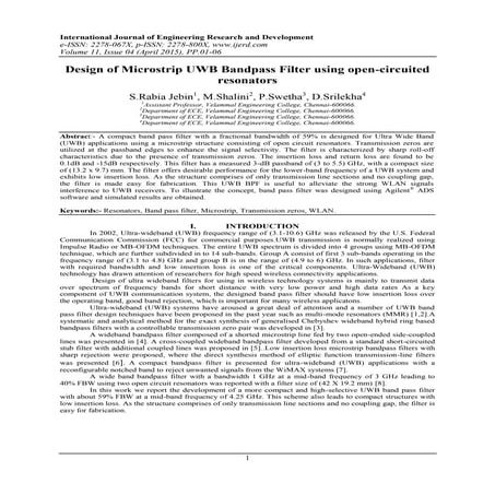 Design of Microstrip UWB Bandpass Filter using open-circuited resonators | PDF