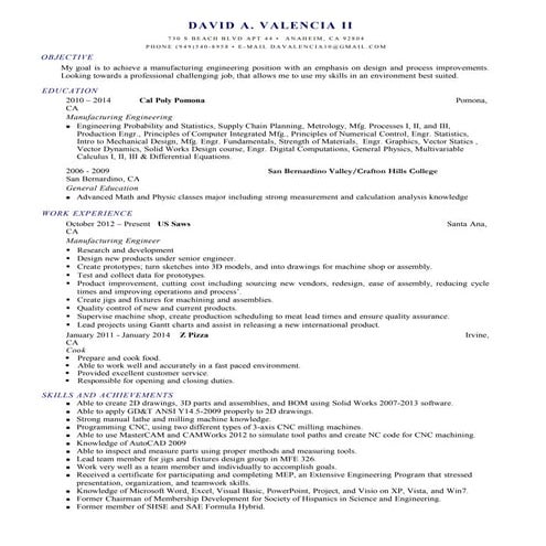 David Valencia II Resume - MFE | DOC