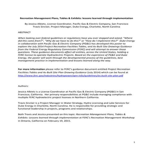 HydroVision 2015 Manuscript and Poster by PG&E and Duke_re FERC ...