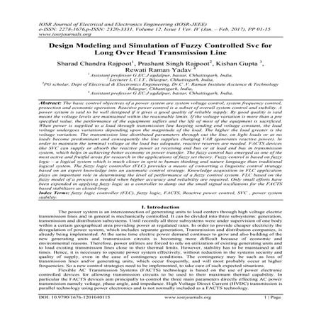 Design Modeling and Simulation of Fuzzy Controlled Svc for Long Over Head Transmission Line | PDF