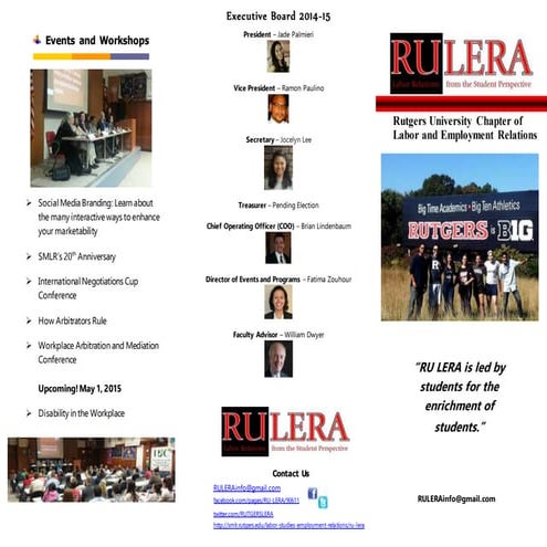 RU LERA Rutgers Day Brochure | PPT
