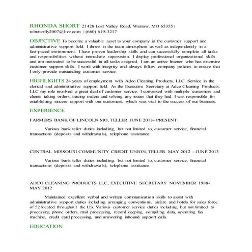 RHONDA RESUME | DOCX