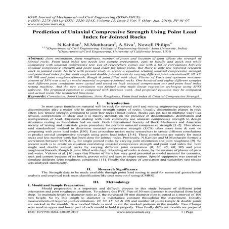 A Study on Behavior of Rocks Under Point load, Uniaxial Compressive and ...