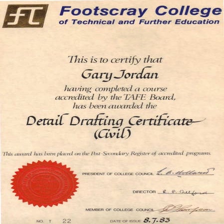 Detail Drafting Cert (Civil) | PDF