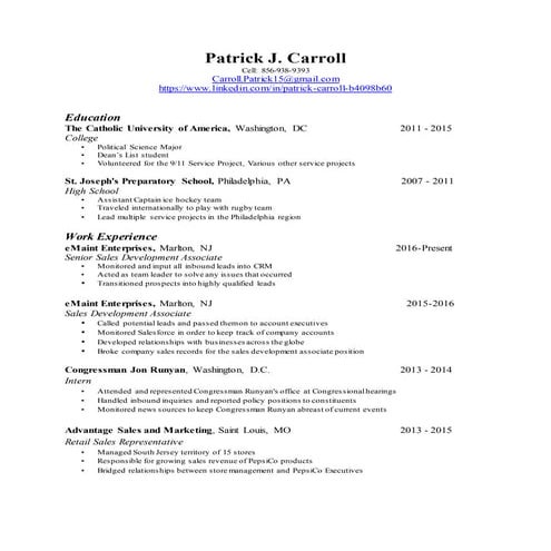 Patrick Carroll Resume | DOCX