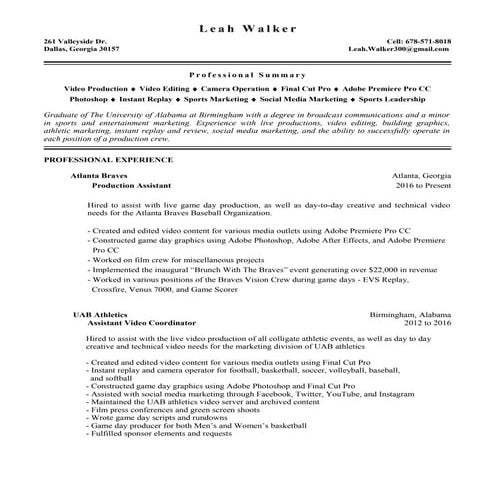 Leah Walker Resume | DOC