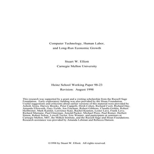 Elliott 1998 Computers Labor Growth | PDF | Economy | Business and Finance