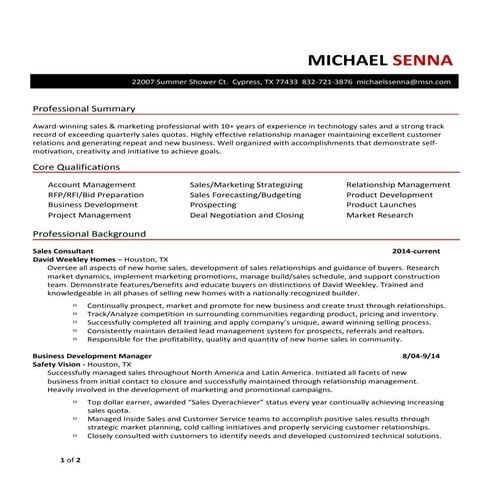 Michael Senna Resume | PDF