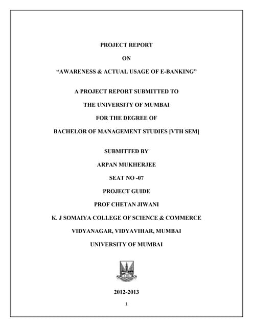 Project Report on e banking | DOC