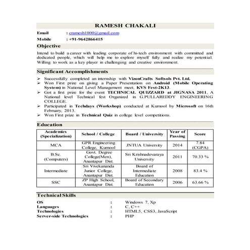 Ramesh - Resume | PDF