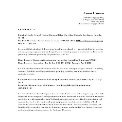 Aaron Hanson Resume' | PDF