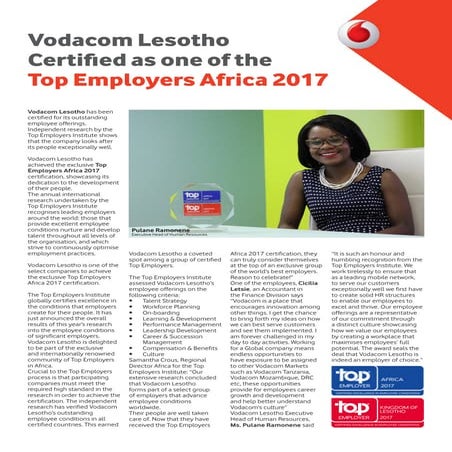 Vodacom_Top Employer Africa | PDF