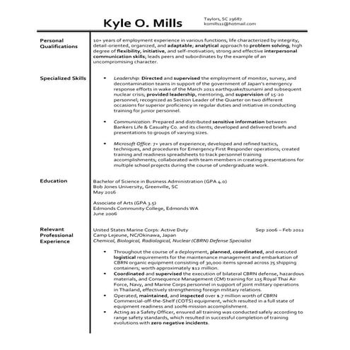 Calvin's resume | DOC