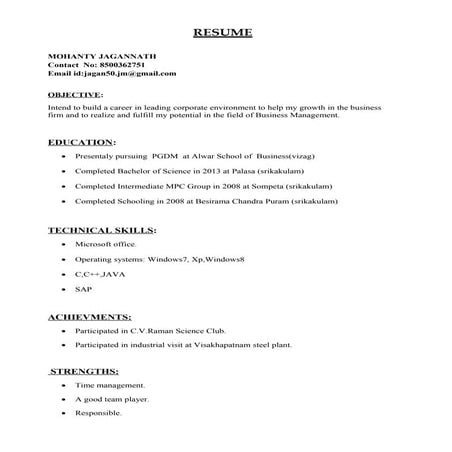 Basic resume for all jobs | DOCX