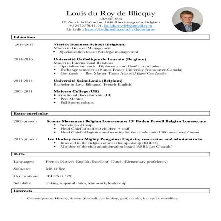 Louis du Roy CV | PDF