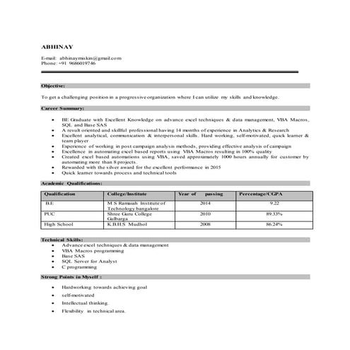 Vinayak resume | PDF