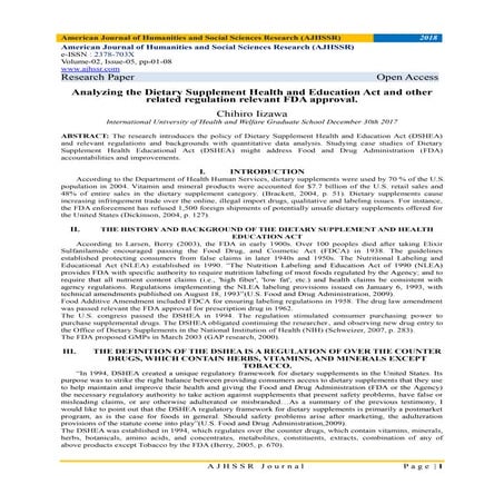Analyzing the Dietary Supplement Health and Education Act and other ...