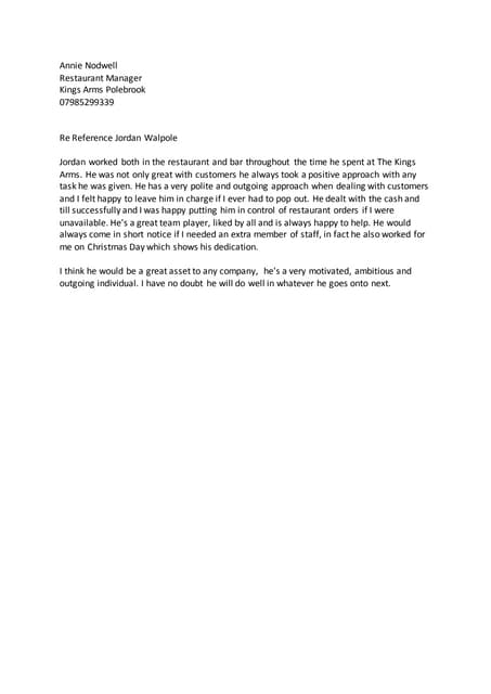 Jackie Letter of Recommendation | PDF