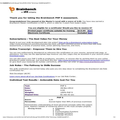 BrainBench - PHP - Results | PDF