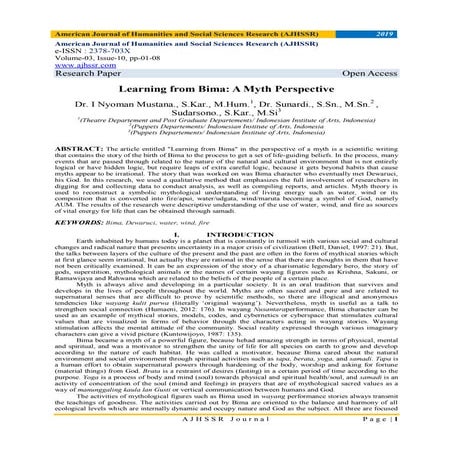 Learning from Bima: A Myth Perspective | PDF