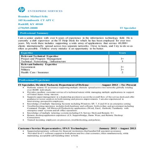 Brandon Felix Resume | PDF