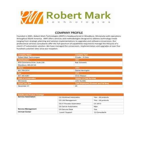Robert Mark Company Profile 3-30-14 | PDF