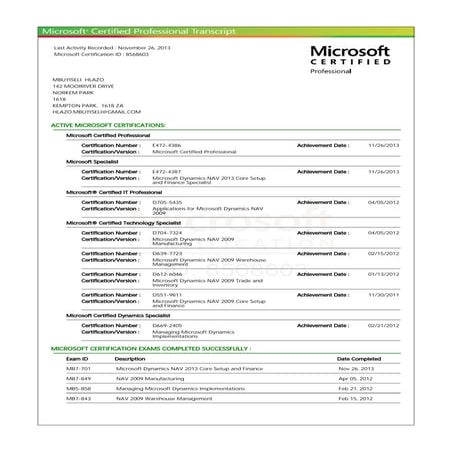 MS_Learning_Transcript | PDF