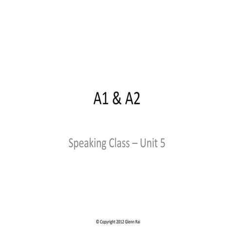A1 & A2 speaking (Unit 5) | PPTX