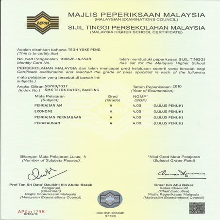 STPM cert | PDF