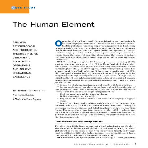 Article in ASQ referenced magazine Quality Progress The-human-element ...