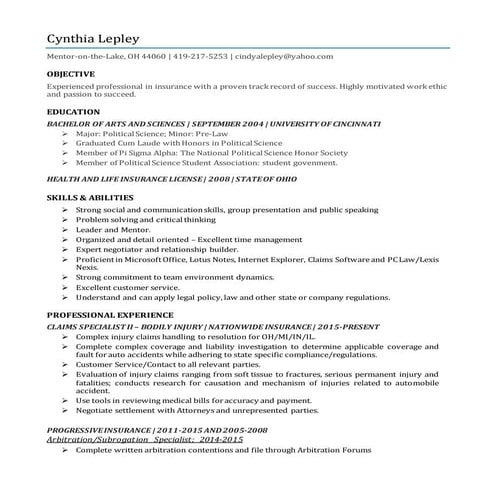 Cindy Resume 2016 | DOCX