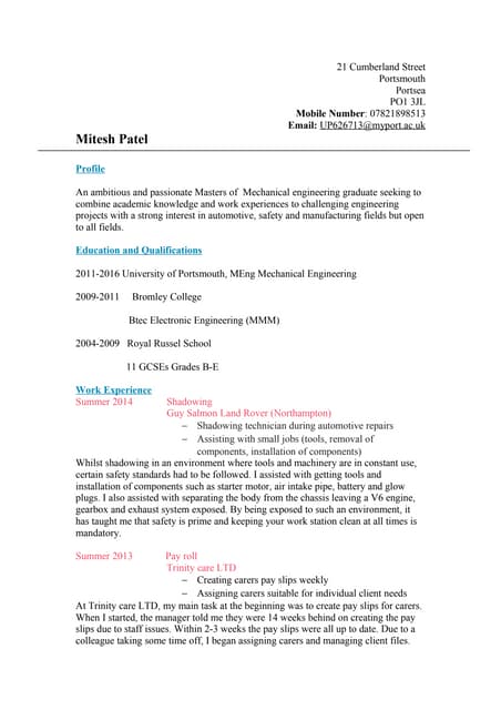 MSR resume | DOCX | Business | Business and Finance