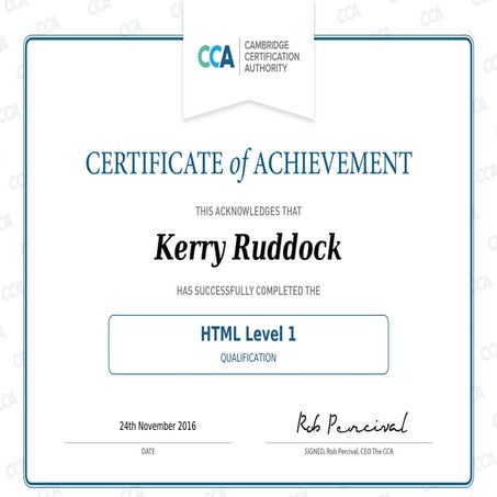 CCA-Certificate-HTML Level 1 | PPT