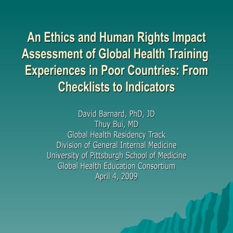 Ethical Challenges in GH Education: David Bernard | PPT