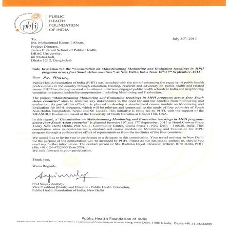 Consultation on Mainstreaming M&E teachings in MPH programs across four ...