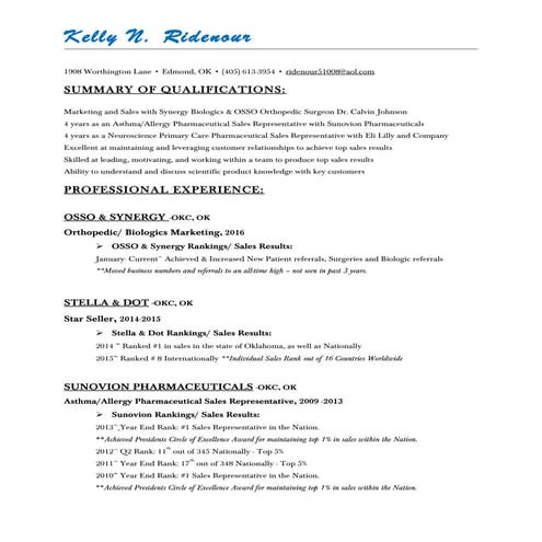 Resume- Kelly N. Ridenour | DOC