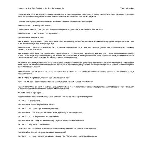 Homecoming Skit Script | DOCX