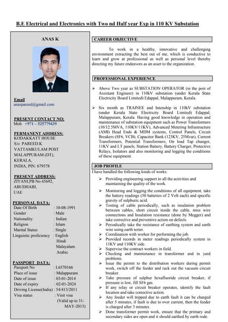 ELECTRICAL ENGINEER CV | DOCX | Civil Engineering Industry | Industries
