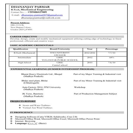 DHANANJAY RESUME | PDF