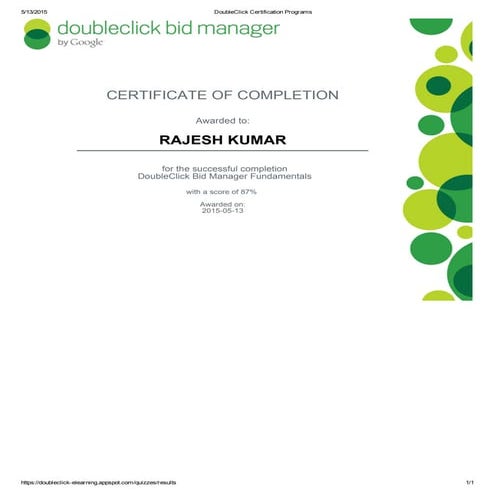 DoubleClick Bid Manager Certification Programs | PDF