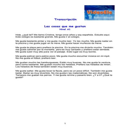 A1 cosas que_me_gustan_actividad | PDF