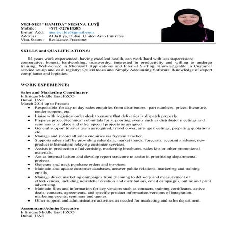 CV MEI-MEI HAMIDA LUY-Sales & Marketing | DOC