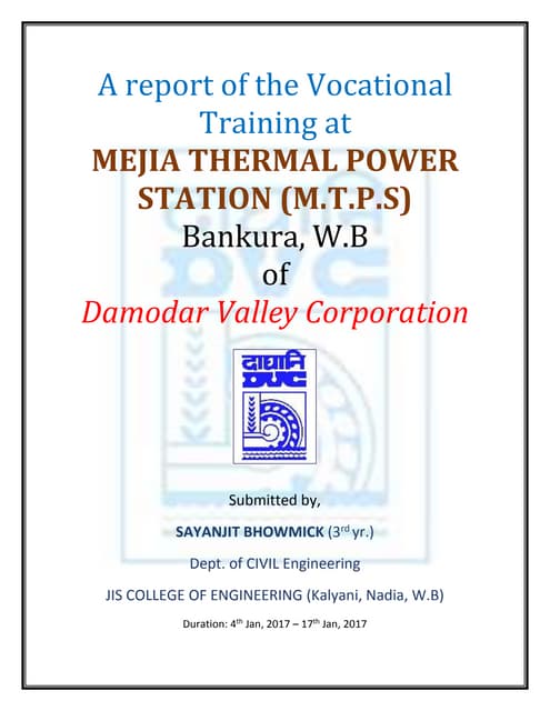 Durgapur Steel Thermal Power Station (DSTPS), DVC, Andal | PPTX