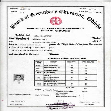 10th marksheet | PDF
