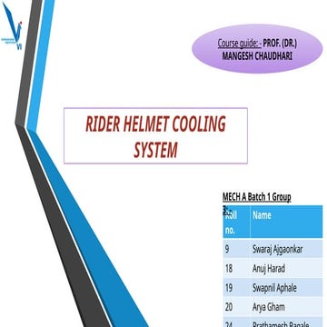 RIDER HELMET COOLING SYSTEM DESIGN PROJECT | PPTX